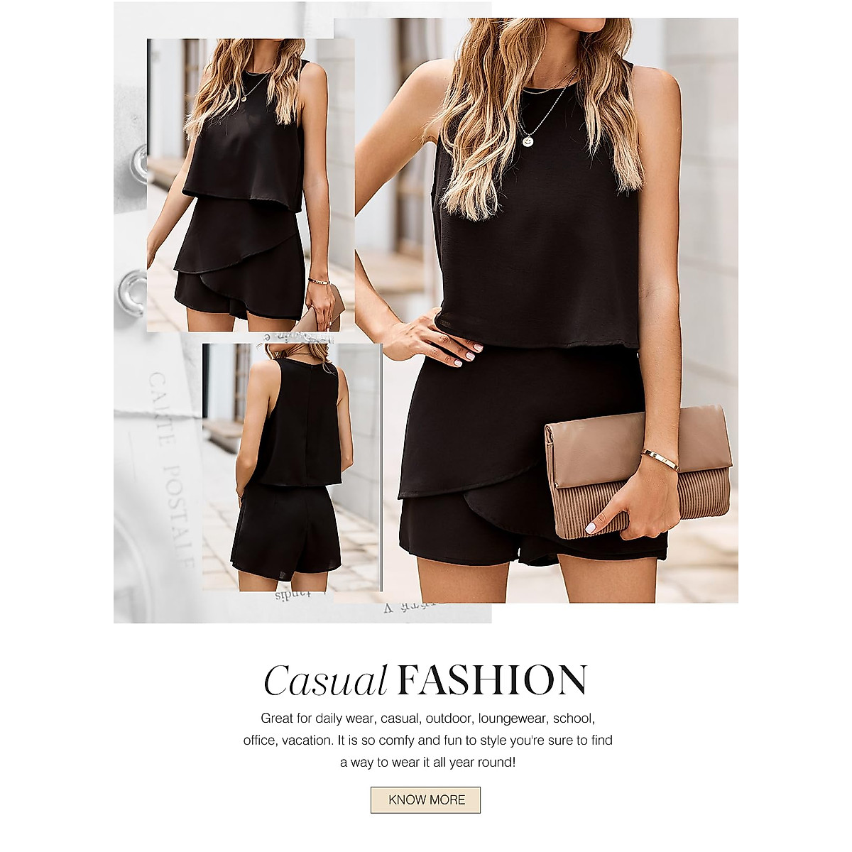 Dokotoo Womens Ladies Cute 2025 Elegant Spring Summer Casual Sexy Halter O Neck Ruffle Chiffon Sleeveless One Piece Short Rompers and Jumpsuits for Women Casual,Black X-Large