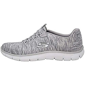 Skechers Women's Empire Game On Fashion Sneaker, Silver/White, 8.5 W US