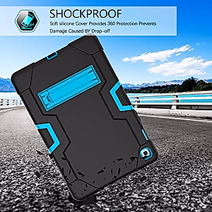 Galaxy Tab S5e 10.5 2019 Case SM-T720/T725 GUAGUA Kickstand Heavy Duty 3 in 1 High Impact Full-Body Rugged Bumper Shockproof Protective Anti-Scratch Case for Samsung Galaxy Tab S5e 2019 Black/Blue