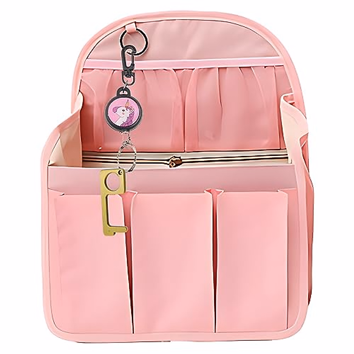 (New 3rd UPGRADE) Nylon Backpack Organizer Insert large, Backpack Organizer Insert , Women Backpack For Mummy Coach MCM LV JanSport Anello (Large, Pink) …