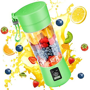Portable Blender for Smoothies and Shakes,USB Rechargeable with 6 Stainless Steel Blades,Mini Blender with One Touche Operation,Handheld Personal Size Blender for Kitchen,Travel and Sport,Green