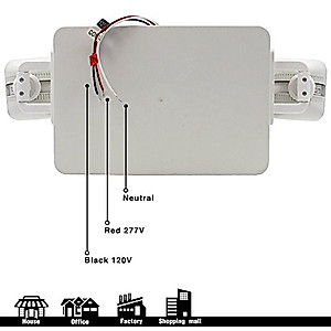 LED Exit Sign with Emergency Lights, LED Combo Emergency Light, UL Listed, Double Face, 2 Adjustable Heads, AC 120V/ 277V, Hardwired Red Emergency Exit Lights with Battery Backup