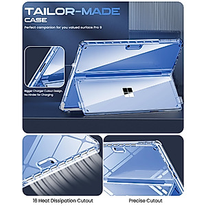 INFILAND Microsoft Surface Pro 11 AI/10/9 5G Case 13 Inch 2022, Full Crystal Clear [Anti-Yellowing] All-in-one Protection Shell Cover, Work with Type Cover Keyboard & Surface Slim Pen 2, Bayer Clear