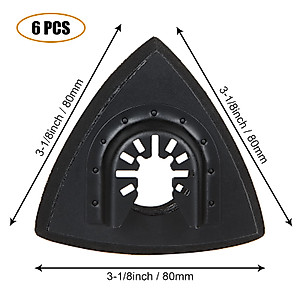 6 Pcs 3-1/8 Inch Power Oscillating Tool Sanding Pads, 80mm Triangle Sanding Pads Universal Quick-Release Multitool Pad for Hook & Loop Sandpaper Fit Dewalt, Dremel, Fein Multimaster, Bosch, Craftsman