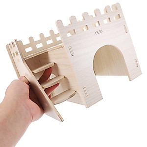 POPETPOP Toys Guinea Pig Toys pet Hamster Hamster Hideout hut Chinchilla Small Animals Ladder Guinea Hideaway Ladder Wooden nest Hamster nest Small House pet Supplies Seesaw