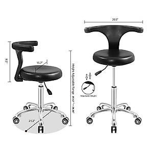 Nazalus Rolling Stool Task Chair Drafting Adjustable with Wheels and Backrest Heavy Duty for Office Kitchen Medical Dentist Shop Lab and Home(Without Footrest)