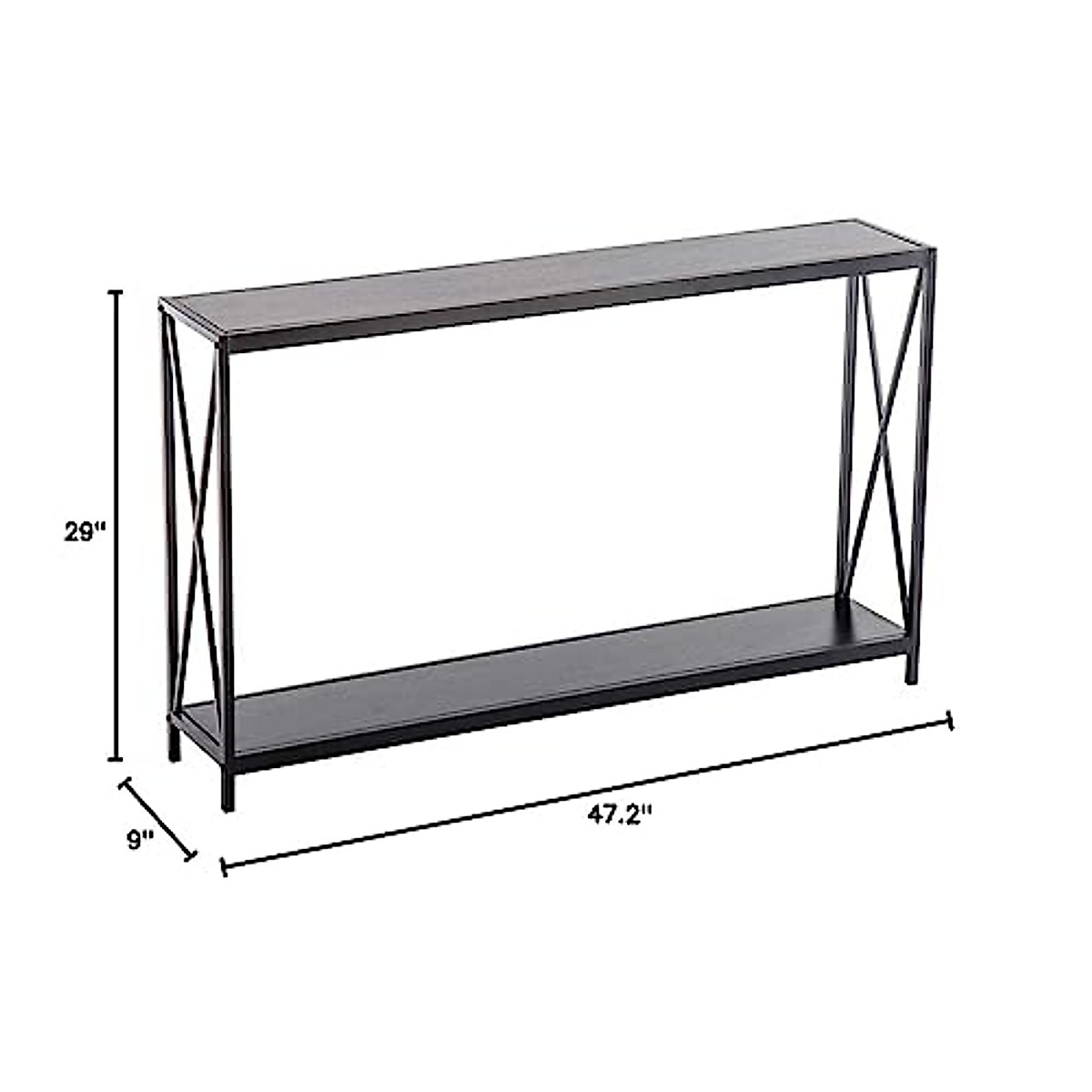 Volowoo Industrial Console Table, 3-Tier Entryway Table, Hallway Table, Narrow Sofa Table with Shelves, Entrance Table for Entryway, Living Room, Foyer, Hallway, Office, (Black)