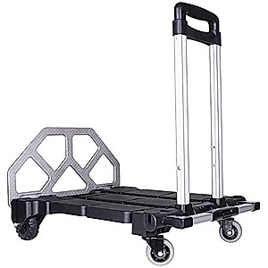 GAOFD Four Wheel Plastic Trolley Moving Delivery Load Heavy Truck Folding Tablet Portable Small Car Car Supplies/Black/Large