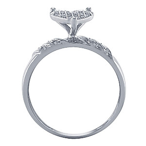 Pretty Jewels 0.23 Carat (ctw) Round White Diamond Heart Frame Men's & Women's Engagement Trio Set Ring For His & Her Wedding, 925 Sterling Silver (H-I Color, I1-I2 Clarity) Ladies 7 & mens 13