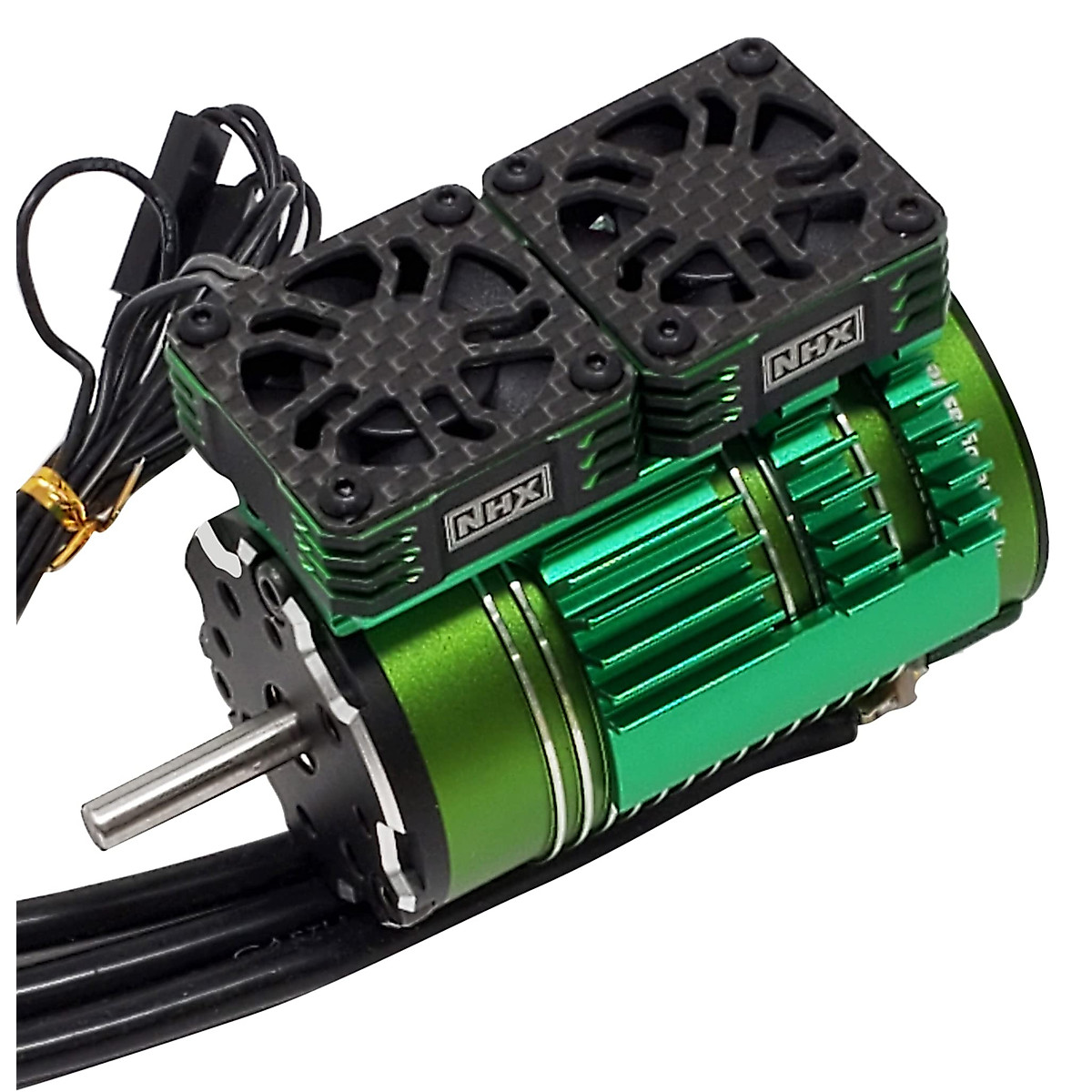 NHX 1/8 Twin Cyclone Alum HV Cooling Fans w/Cover 28000 RPM Motor Heatsink Black