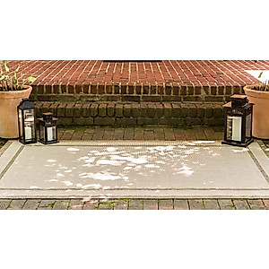 Unique Loom Outdoor Border Collection Area Rug - Border (7' 10" x 11' 4" Rectangle, Beige/ Brown)