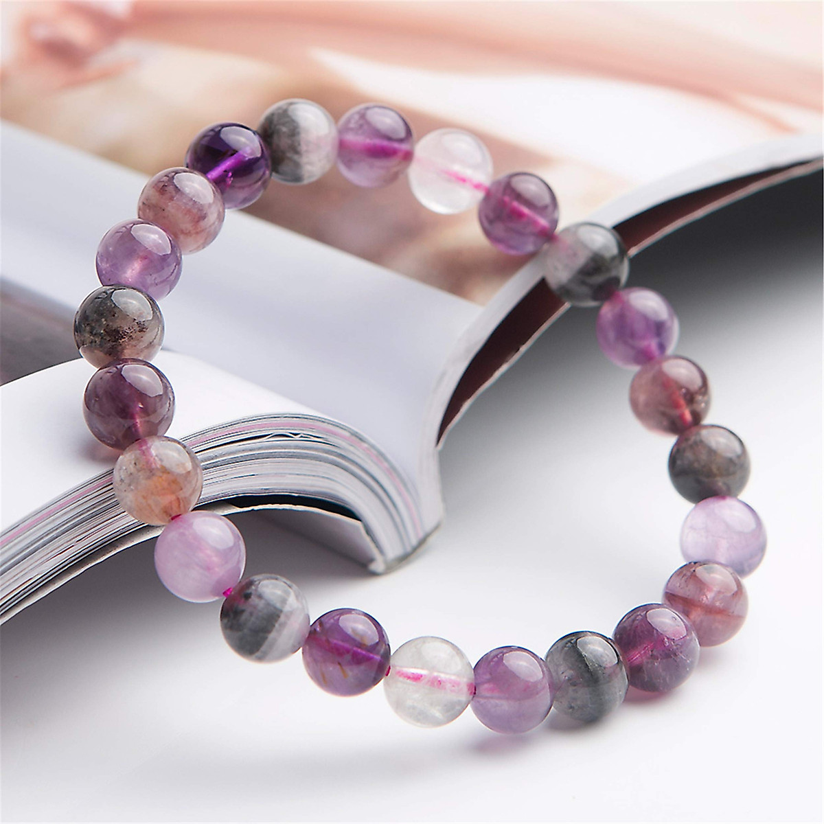 DUOVEKT 8mm Natural Colorful Auralite 23 Canada Gemstone Round Beads Reiki Bracelet AAAA