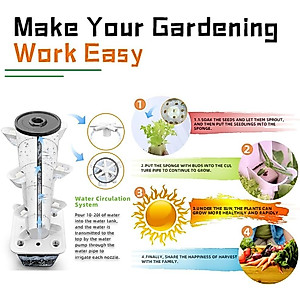 Hydroponics Tower Garden Hydroponic Growing System Growing Kit for Fruits and Vegetables with Hydrating Pump, Adapter, Net Pots, Timer for Herbs, Fruits and Vegetables(Color:15holes,Size:)