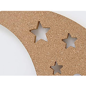 Pinboard Moon Shaped Wall Decor - Cork Board with 6 Pushpins - Bulletin Board Display,School or Classroom Home Decor