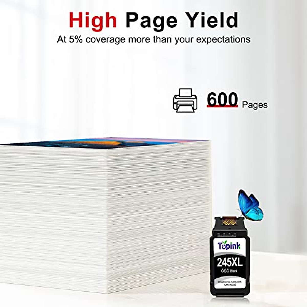 Printer Ink 245 Black XL Ink Cartridge for Canon Pixma PG-245 PG-245XL PG 245 XL PG 243 PG-243 Fine Cartridge Replacement for Cannon MX490 MX492 MG2522 TS3100 TS3122 TS3300 TS3322 TS3320 TR4520