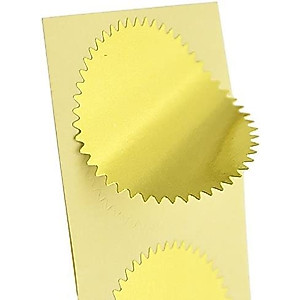 MDLG 500 Pack Embossing Stickers Blank Metallic Gold Certificate Seals Embossed Foil Stickers Scallop Edge Stickers Embosser Stamp Sealing Blank Certificate Round Self-Adhesive Stickers Notary Seals(Gold) (500)
