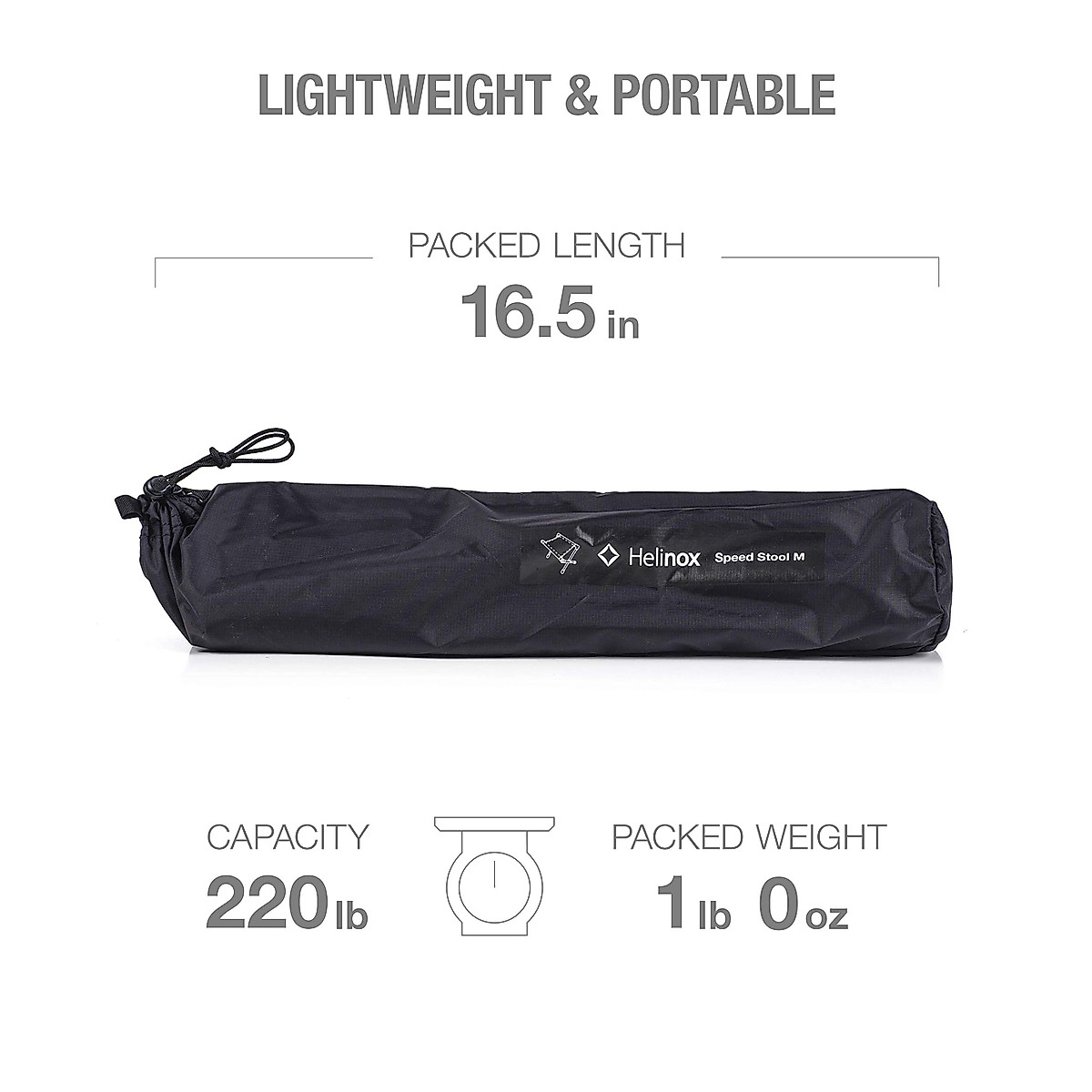 Helinox Speed Stool Ultralight, Portable Folding Seat, Black