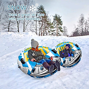 Snow Tube, Inflatable Snow Sled for Kids and Adults, Heavy Duty Snow Tube Made by Thickening Material of 0.6mm,Snow Toys for Kids Outdoor (Ski boat)
