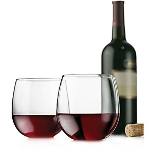 Circleware Downtown Stemless Wine Lead-Free Glass Cups for Bar, Water, Juice, Whiskey & Beverage Drinks, 4 Count (Pack of 1), Clear