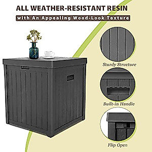 Patiomore 51 Gallon Medium Patio Storage Box, Resin Outdoor Storage Container Deck Box (Grey)…