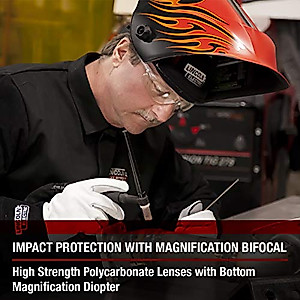 Lincoln Electric Bifocal Safety Glasses | 1.00 Diopter | Soft Rubber Overmolded Frame | Clear Lens |K3117-100