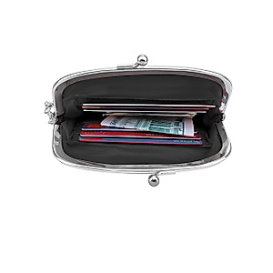 Womens Leather Coin purse Mini Wallet Metal Frame ID Window Credit Card Case New by Improving Lifestyles (BLACK)