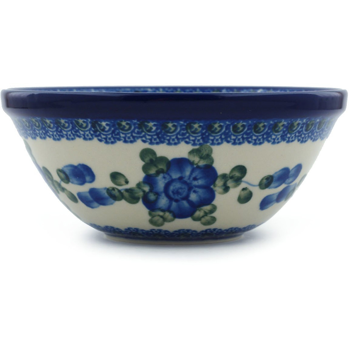 Polish Pottery Cereal/Soup Bowl 5-inch (Blue Poppies)