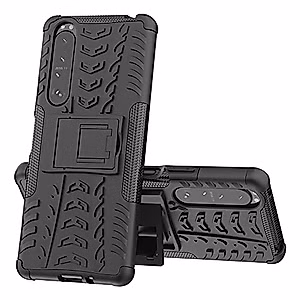 IMIRST Phone Case Sony Xperia 1 III Case Heavy Duty Shockproof Military Grade Dual Layer Hard Slim PC Hybrid Kickstand Protective Cover for Sony Xperia 1 III Hyun (Black) JX