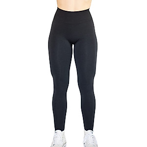AUROLA Workout Leggings for Women Seamless Scrunch Tights Tummy Control Gym Fitness Girl Sport Active Yoga Pants-25'' (M, Black)
