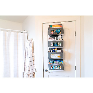 Cradle Essentials Over Door Hanging Organizer | Storage Caddy for Newborn and Baby Items, Stuffed Animals | Large Pockets with Clear Windows for Nursery, Mudroom, Bathroom, Laundry, Pantry, Closet