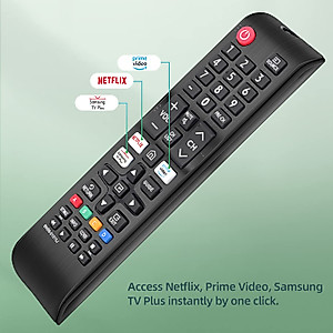 Gvirtue Remote Control BN59-01315J Replacement for Samsung-Smart-TV-Remote Samsung LED LCD QLED 4K 8K UHD 3D HDTV HDR Curved Crystal Smart TV with Netflix, Prime Video, Samsung TV Plus Button
