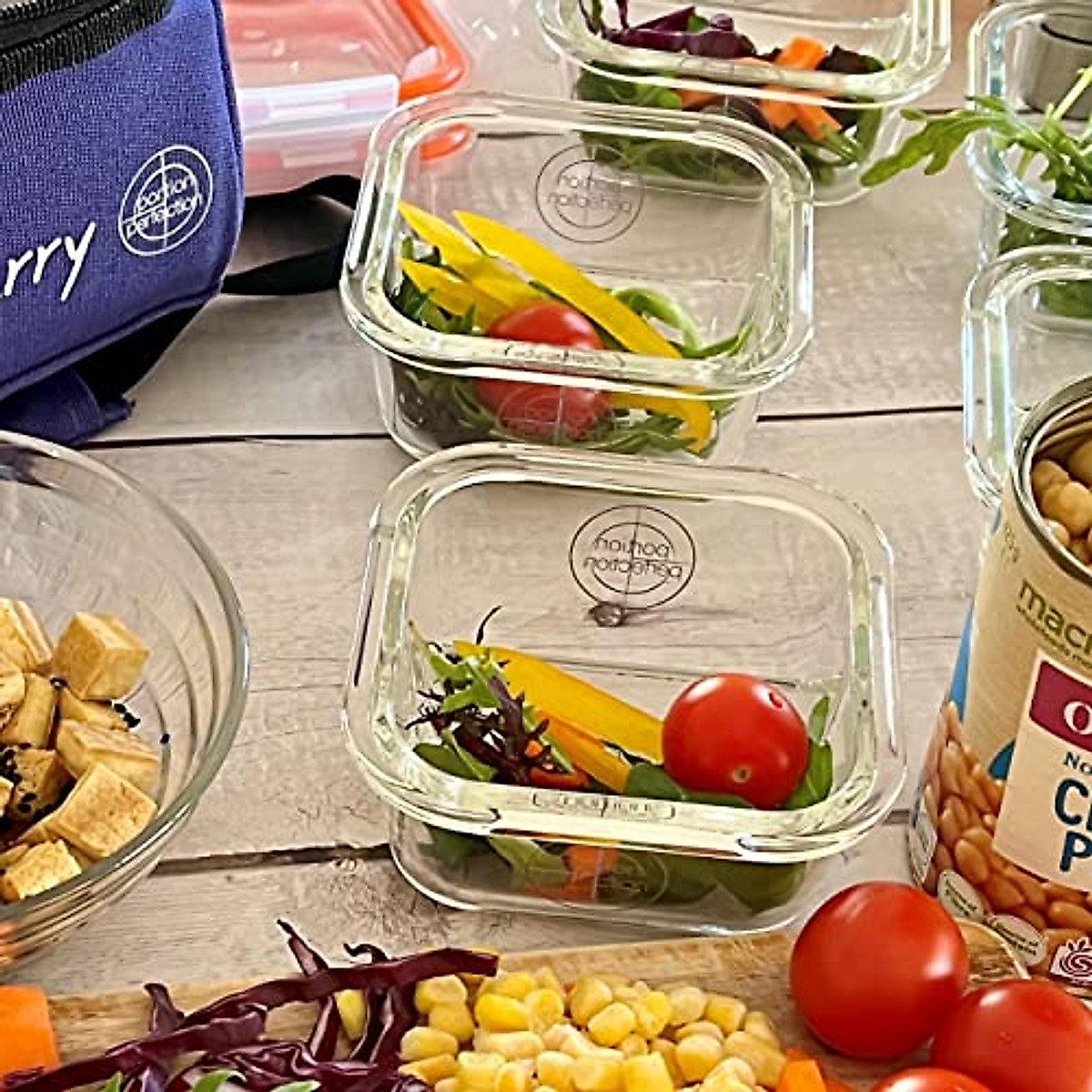 Bariatric Portion Control Lunchbox/Meal Prep Glass Containers 3pk with 100 Cal Snack Container Set, Practical Meal Prep, Gastric Sleeve, Bypass or Band with Protein, Carbs & Veg
