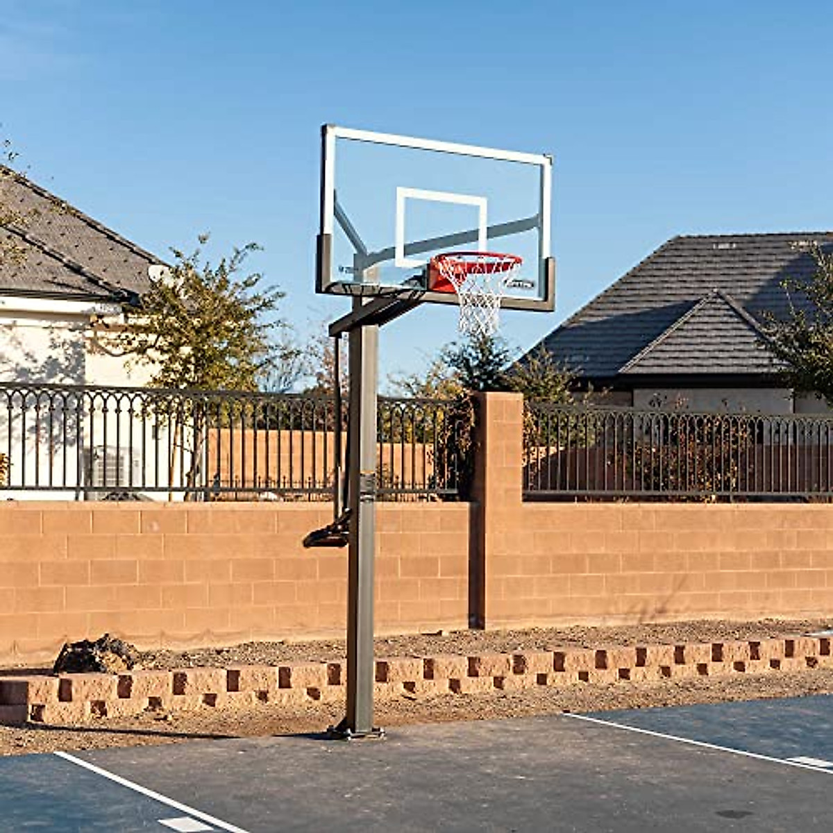 Lifetime 60" In-Ground Basketball Hoop, Mammoth Lift Adjustable Height, Tempered Glass Backboard Bolt Down System