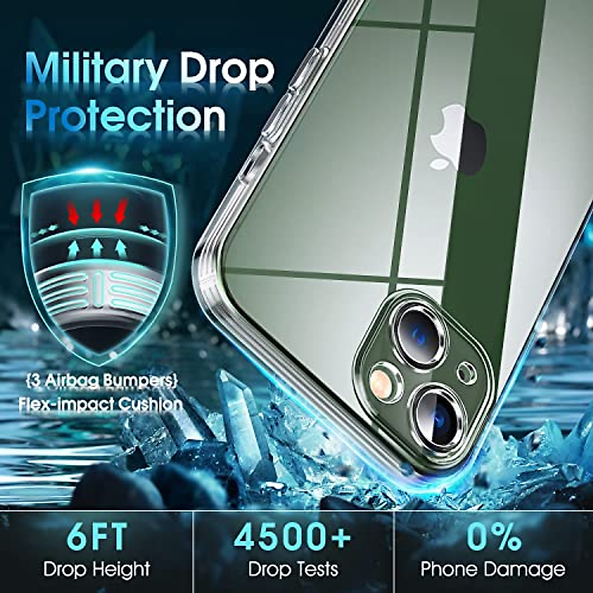 Supdeal Crystal Clear Case for iPhone 13 Mini, [Not Yellowing] [Camera Protection] [Military Grade Drop Tested] Transparent Shockproof Protective Phone Case Soft Silicone Slim Cover, 5.4", Transparent