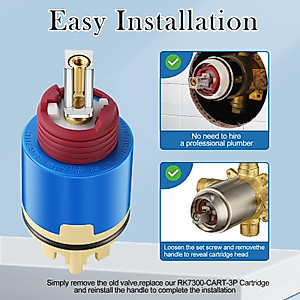 Vayolli RK7300-CART-3P Pressure Balancing Cartridge Replacement,RK7300-CART-3P Shower Cartridge Compatible with Z-7300,Z-7301,Z-7302 Series Single Handle Faucets Tub and Shower Valve (1)