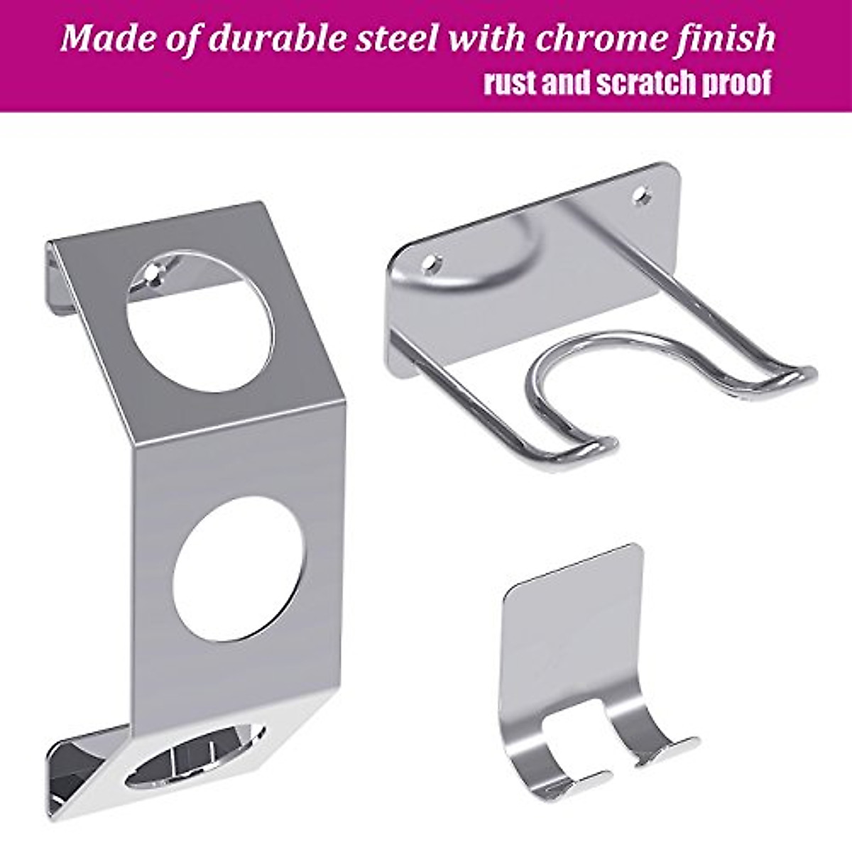 For Dyson Supersonic Hair Dryer Wall Mount Holder, Stainless Steel Power Plug Holder, Bathroom Organizer for Dyson Supersonic Hair Dryer Care Tools by Deeroll