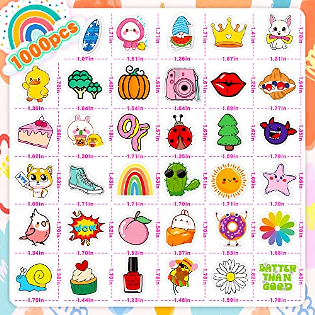 1000pcs Stickers Pack, Bulk Stickers for Teens, Adults, Waterproof Vinyl Stickers for Hyfroflask, Laptop, Cute Cool Sticker Pack for Teacher, Gift for Girls, Boys,