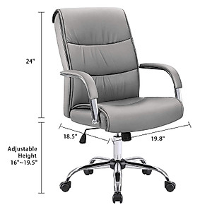 Furmax High Back Office Executive Chair Conference Leather Desk with Padded Armrests, Adjustable Ergonomic Swivel Task Chair with Lumbar Support (Grey)