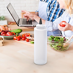 BRIGHTFROM Condiment Squeeze Bottles 16 OZ Wide Neck, Empty Squirt Bottles - Removable Top-Cap, Leak Proof for Ketchup, Mustard, Syrup, Sauces, Dressing, Oil, Arts & Crafts, BPA FREE Plastic - 2 PACK