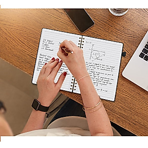 Soomeet Lined Spiral Journal Notebook with Pen Loop, 100 GSM Thick Paper, Large 7 inches x 10 inches Notebook Wire Bound Journal Work Notebook for Office School Supply, Hardcover, Black