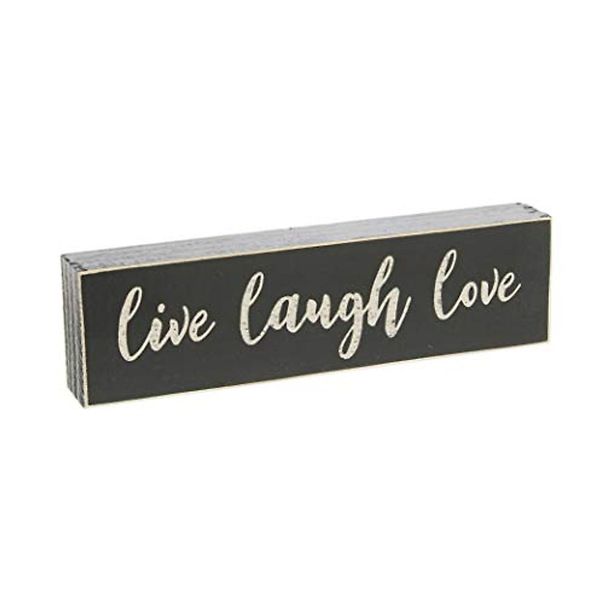 Poor Boy 5.5" x 1.5" Live-Laugh-Love Wood Block Sign (Black)