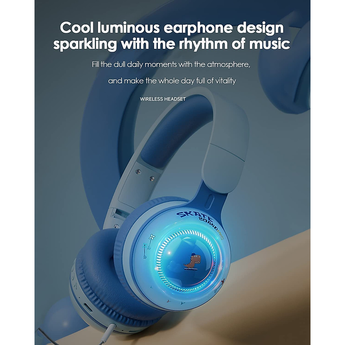 Xmenha Kids Headphones with Microphone for School - Wireless Boy Girls Noise Cancelling Ear Protection Bluetooth Headphones Foldable Children Volume Limiting for iPad Kindle Airplane Travel Tablet