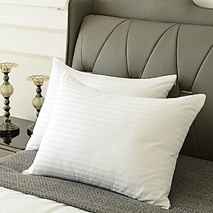 100% Cotton Pillow Protectors with Zipper Queen Size, White Pillow Cases for Home & Hotel, Sateen Soft Cooling Hidden Zippered Pillow Case Protector for Hair & Skin, 20x30 in, 1 Pack