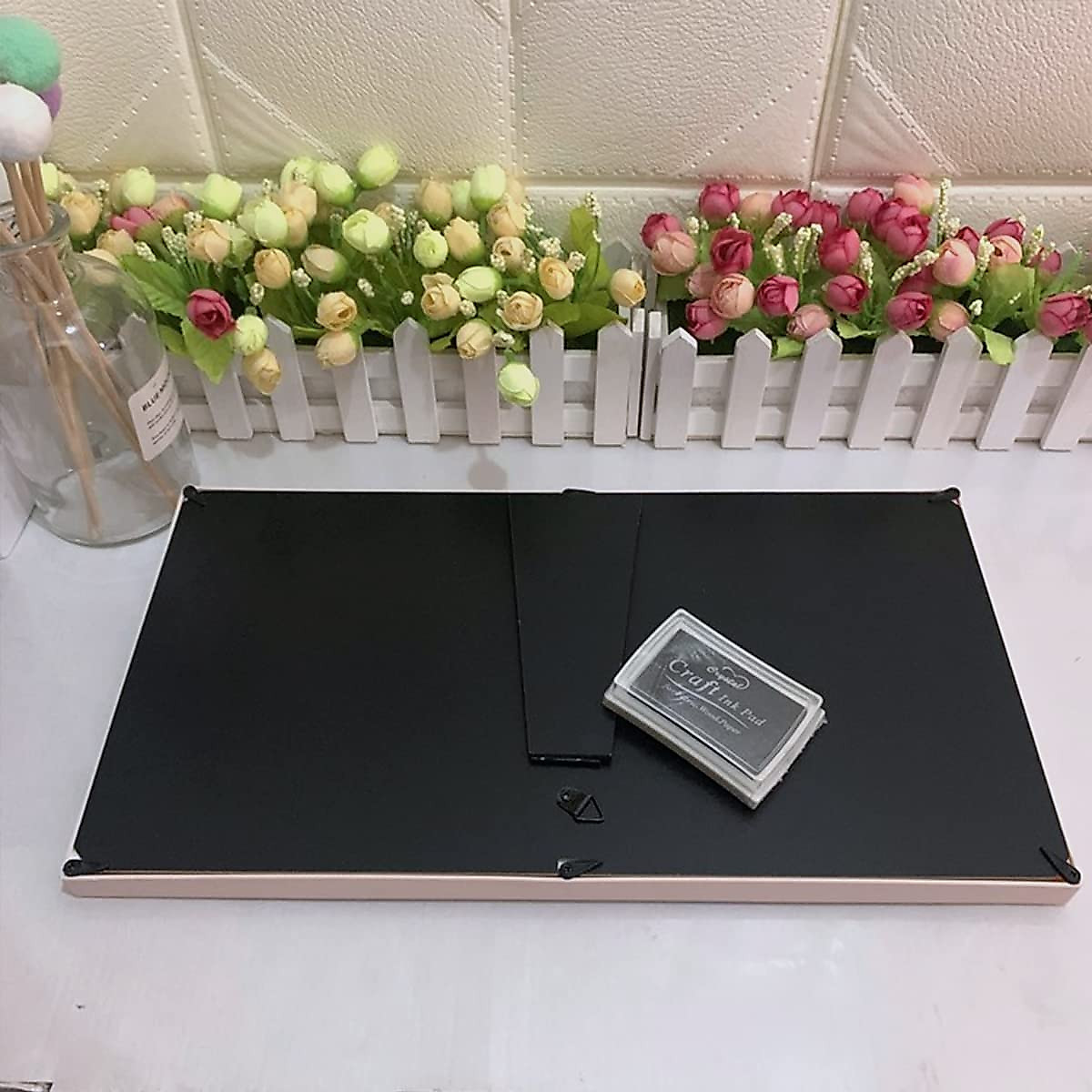 weallbuy Baby Picture Frame First Year, Baby Handprint and Footprint Kit with Ink Pad, 12 Month Milestones Baby Gift, Anniversary Growth Record Keepsake for Mom/Newborn (Pink)