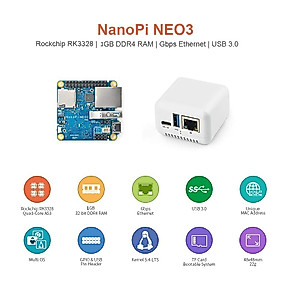 youyeetoo FriendlyElec NanoPi NEO3 Mini Router Single Board Computer Rockchip RK3328 Super Tiny ARM Board for IOT (with Case and Heat Sink)