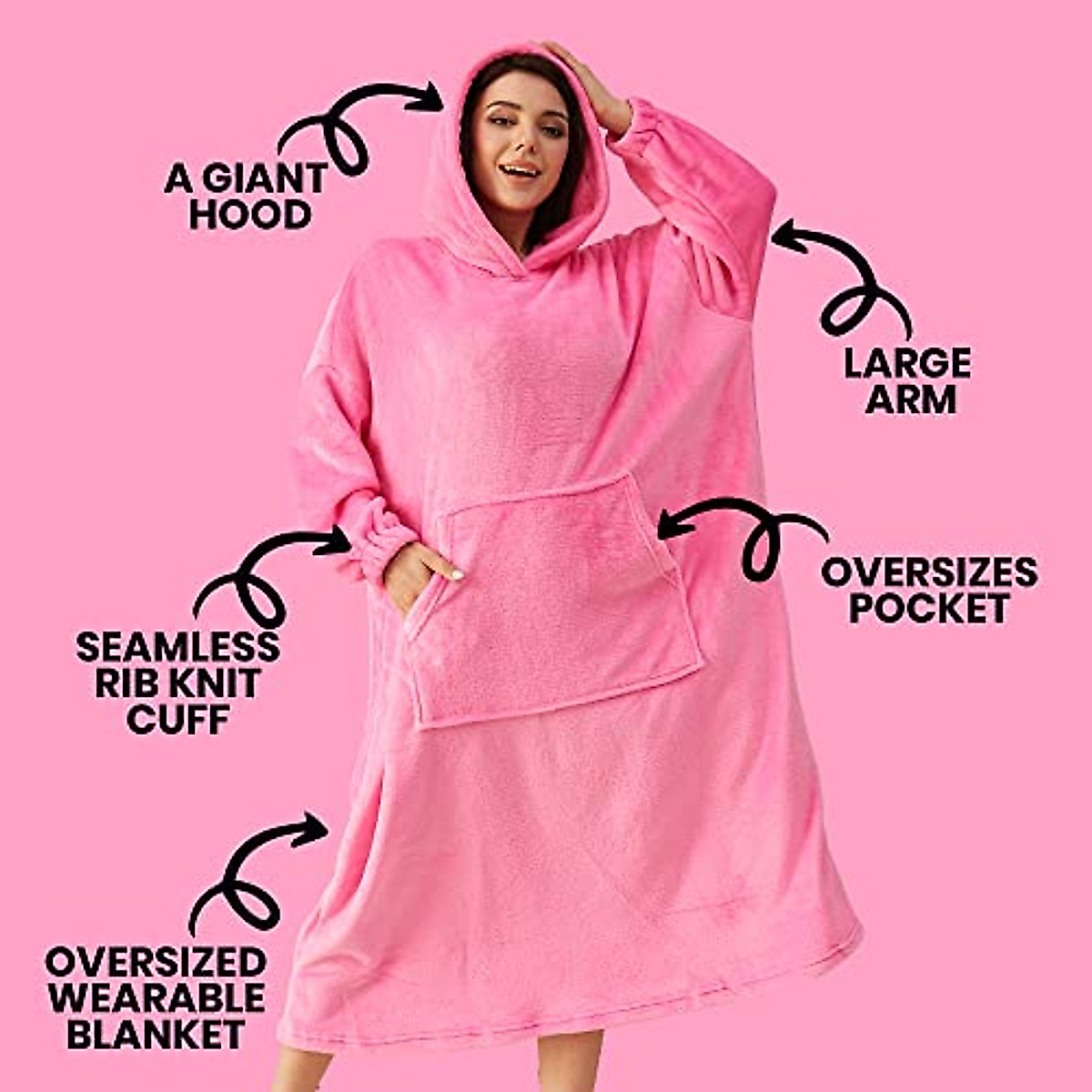 Mowaysers Blanket Hoodie Sweatshirt Gifts for Women and Men - Wearable Blanket Adult Super Warm and Cozy Giant Blanket Hoodie (Bean Paste)