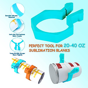 Fosdonge 6 Pack Sublimation Tumblers Tool for 20-40 Oz Sublimation Blanks Products, Includ Pinch Perfect Tumbler Clamp, Measuring Ruler and Cup Cradle for Tumblers