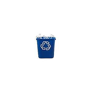 Rubbermaid Commercial Products Deskside Wastebasket Recycling Bin Small 13QT/3.25 GAL, for Home/Office/Under Desk, Blue (FG295573BLUE)