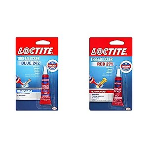 Loctite Threadlocker Blue 242 Nut/Bolt Locker & Threadlocker Red 271 Red 0.2 fl oz, 1 Tube