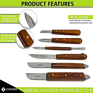 Dental Fahenstock Large, Small Knife, Cynamed Plaster Alignate Spatula and Knife Mixing Modeling Labratory Restorative Instruments 6 Pcs